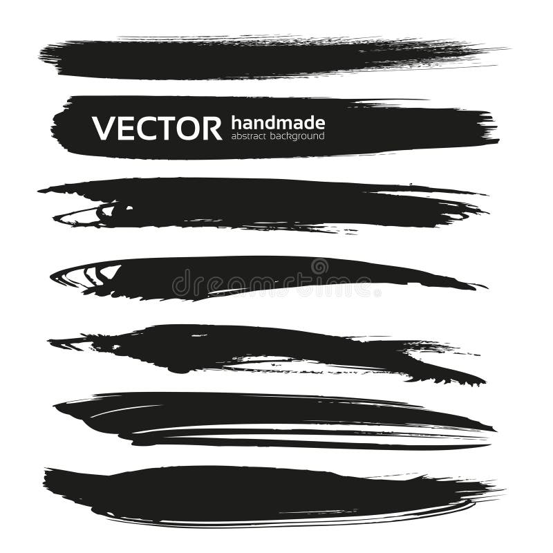 Abstract Big Long Ink Strokes Set on a White Background Stock Vector ...