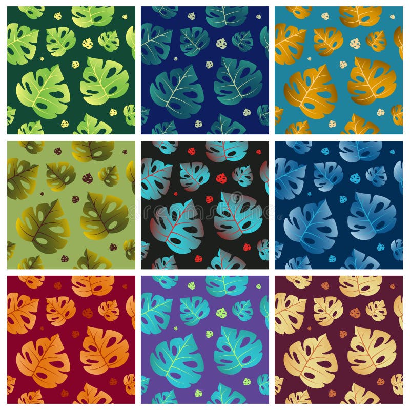 Abstract Big Tropical Leaves Seamless Pattern with Colour Combinations ...