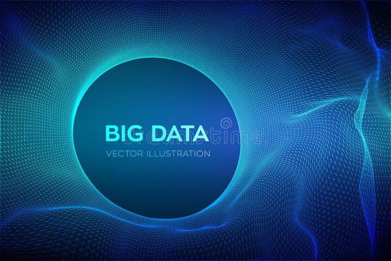 Abstract Bigdata Coding Science Background Circle Geometric Particle Hands Touching Big Data