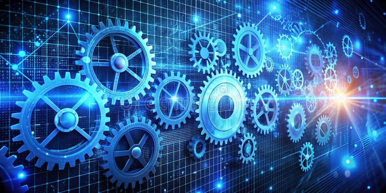 Abstract Binary Blue Cogwheel a Visual Representation of Efficient ...