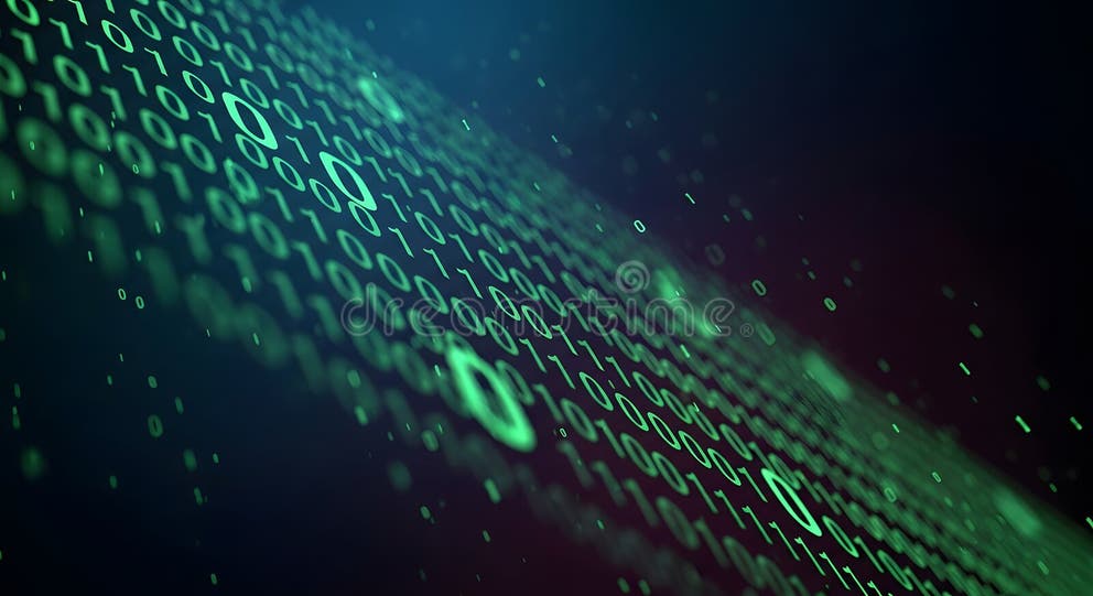 Abstract Binary Code Background: Green Digital Data Stream Stock ...
