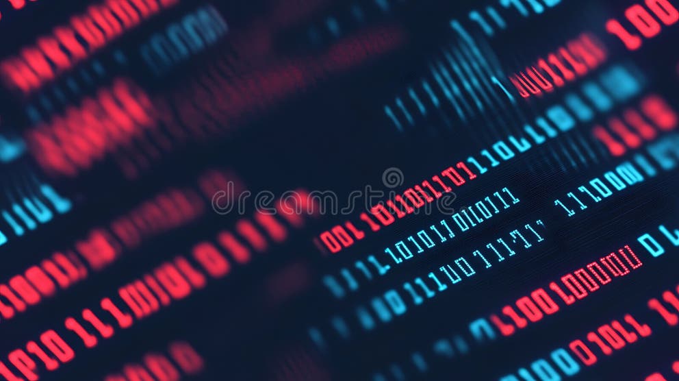Abstract Binary Code Background Red and Blue Digital Data Stream Stock Illustration ...