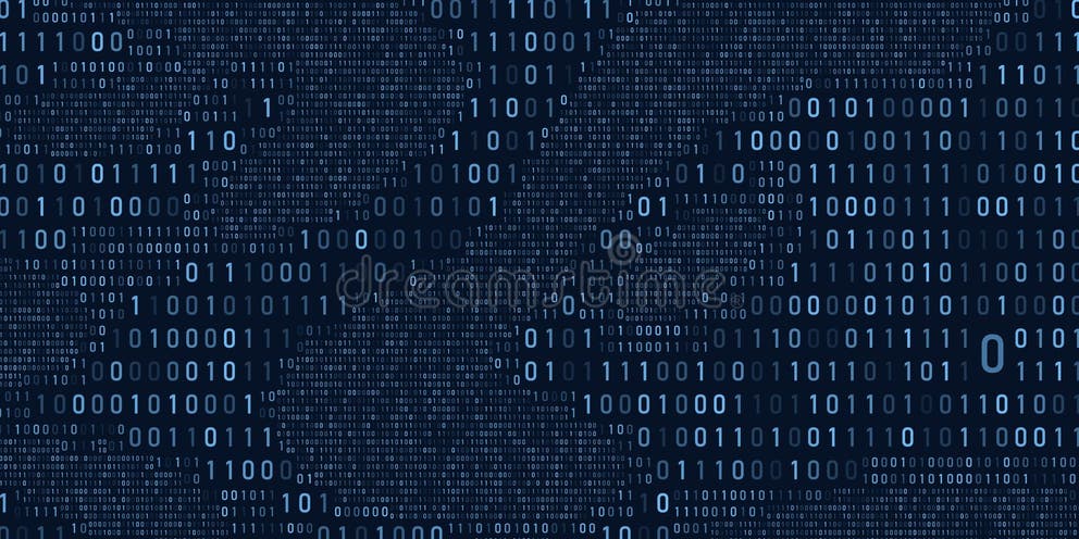 Abstract Binary Code Cloud Background. AI Learning on Data Cyber Field. Futuristic Digital ...