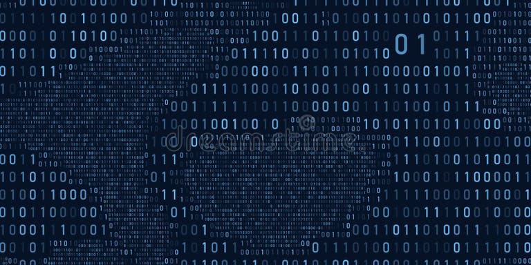 Abstract Binary Code Cloud Background. AI Learning on Data Cyber Field. Futuristic Digital ...