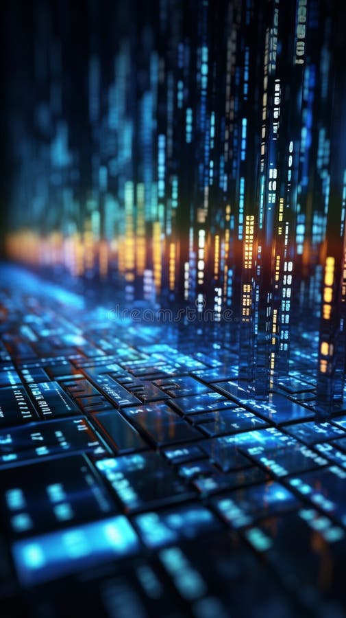 Abstract Binary Code 3d Rendering Creating A Dynamic Digital Server Stock Illustration
