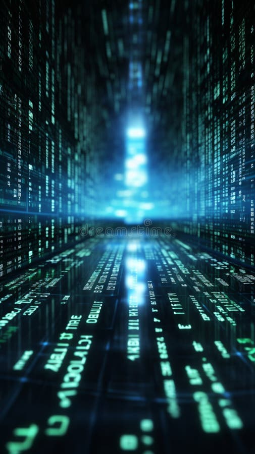 Abstract Binary Code 3d Rendering Creating A Dynamic Digital Server Stock Illustration