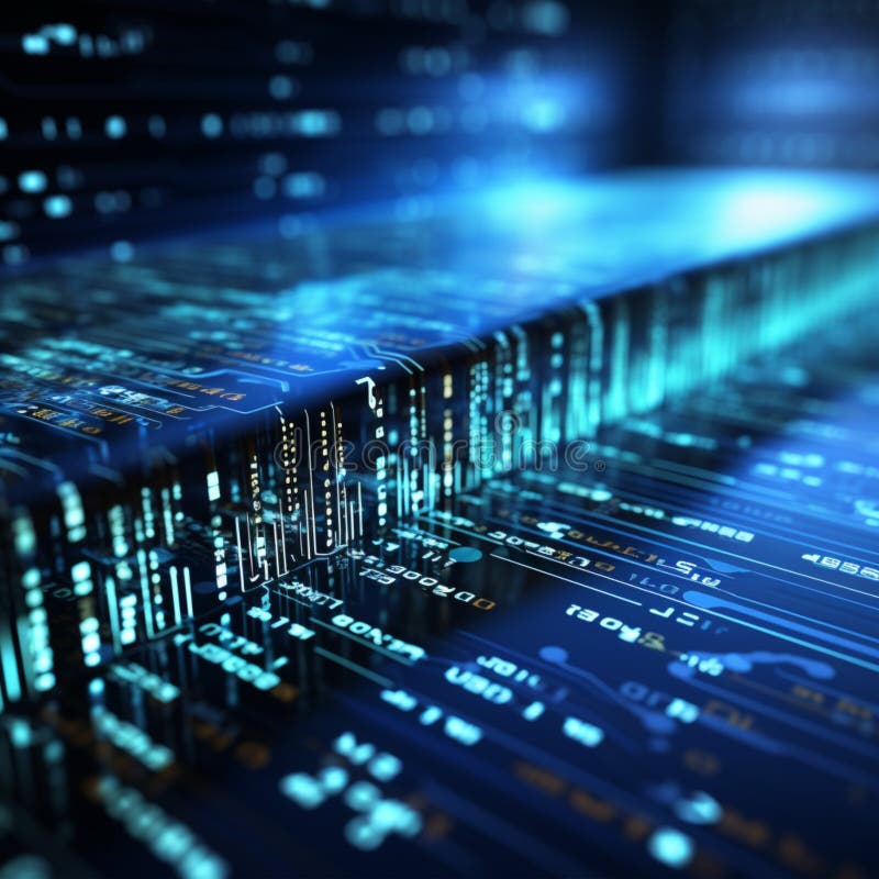 Abstract Binary Code 3d Rendering Creating A Dynamic Digital Server Stock Illustration
