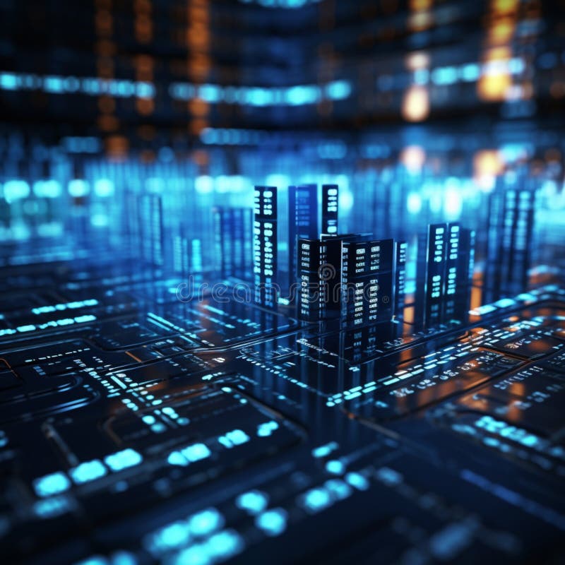 Abstract Binary Code 3d Rendering Creating A Dynamic Digital Server Stock Illustration