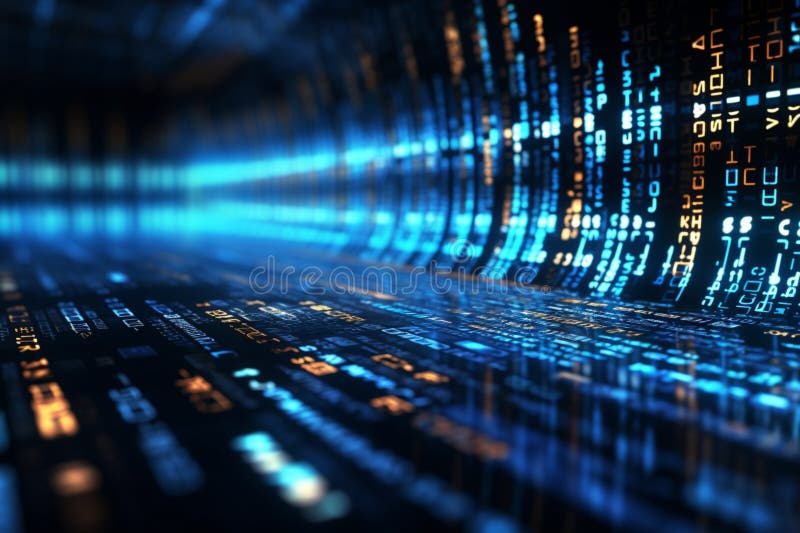 Abstract Binary Code 3d Rendering Creating A Dynamic Digital Server Stock Illustration