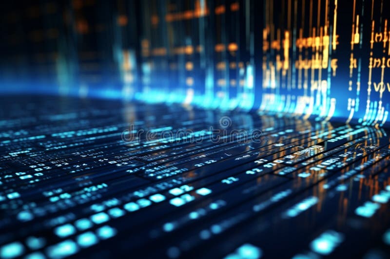 Abstract Binary Code 3d Rendering Creating A Dynamic Digital Server