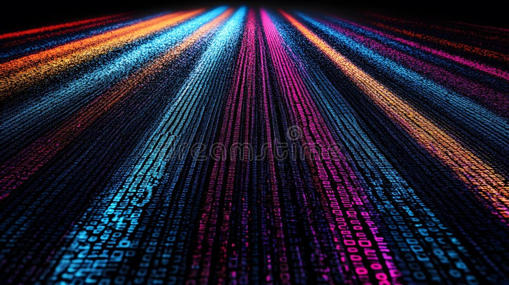 Abstract Binary Code Digital Data Stream Background Stock Illustration - Illustration of ...