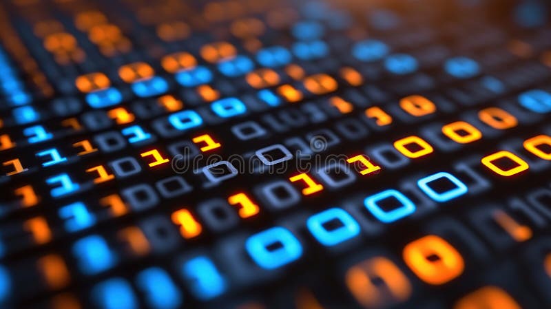 Abstract Binary Code Display, Digital Data Stream, Futuristic Interface, Technological ...