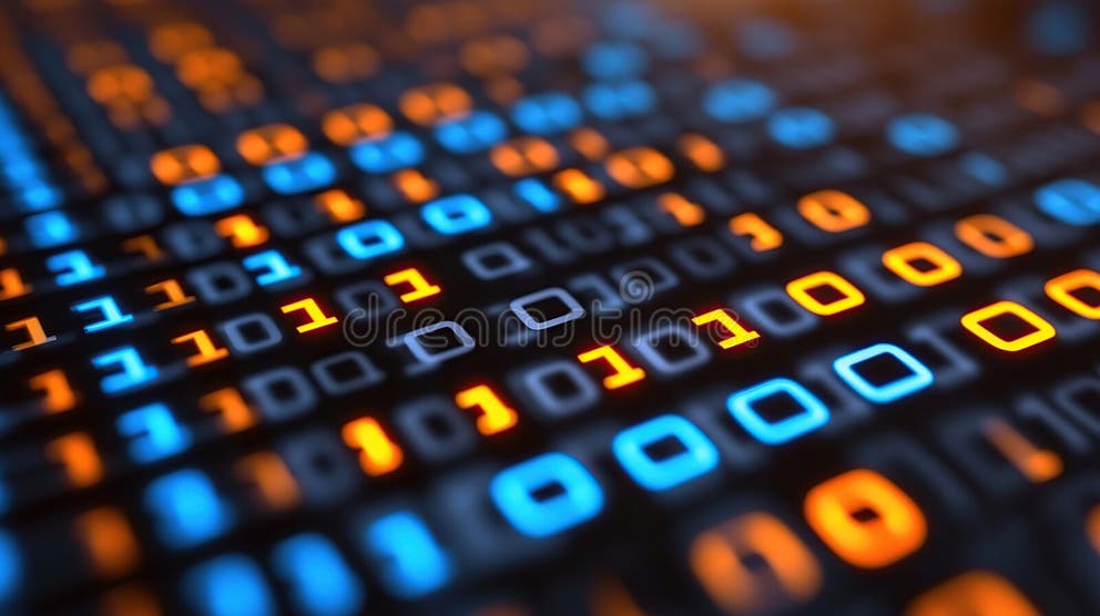 Abstract Binary Code Display, Digital Data Stream, Futuristic Interface ...