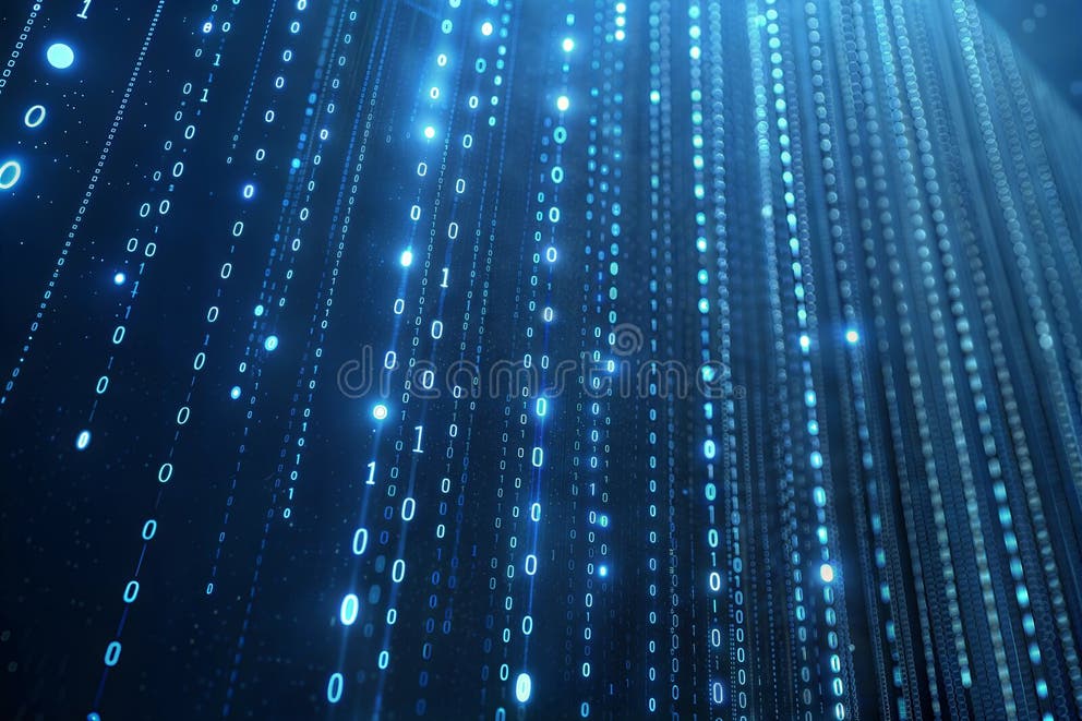 Abstract Binary Code Flow Visualizing Digital Data Stock Illustration - Illustration of ...