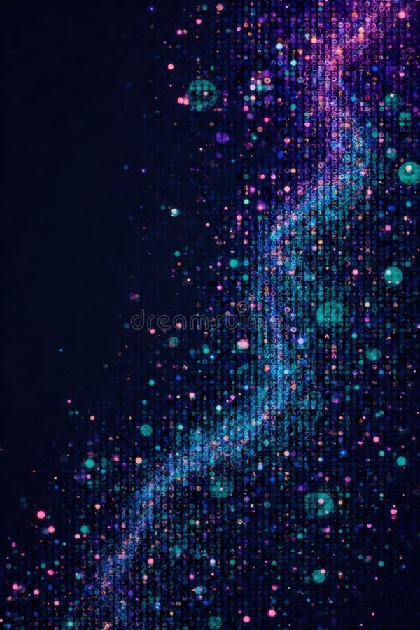 Abstract Binary Code Flowing through Digital Circuitry, Representing Data Transmission and ...