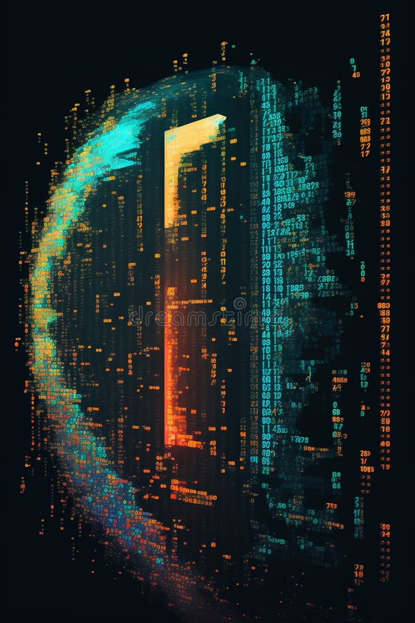 Abstract Binary Code in the Form of Number One. Vector Illustration ...