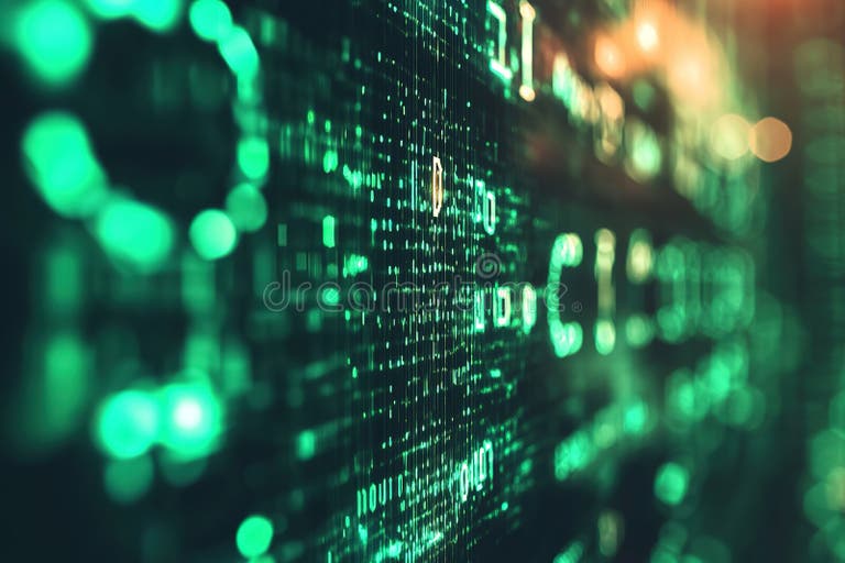 Abstract Binary Code Matrix Backdrop Green Digits, Data Stream, Neural Network, Bokeh Stock ...