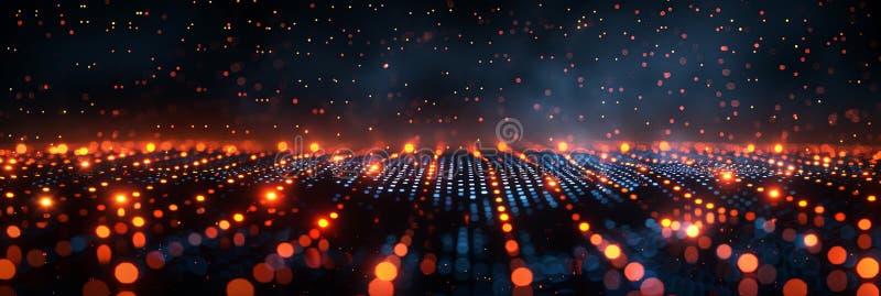 Abstract Binary Code Pattern with Orange and Blue Lights on a Black ...