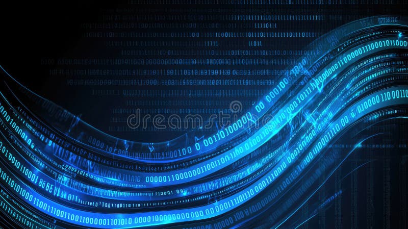 Abstract Binary Code Stream with Futuristic Digital Flow, Data Transfer and Cybersecurity ...