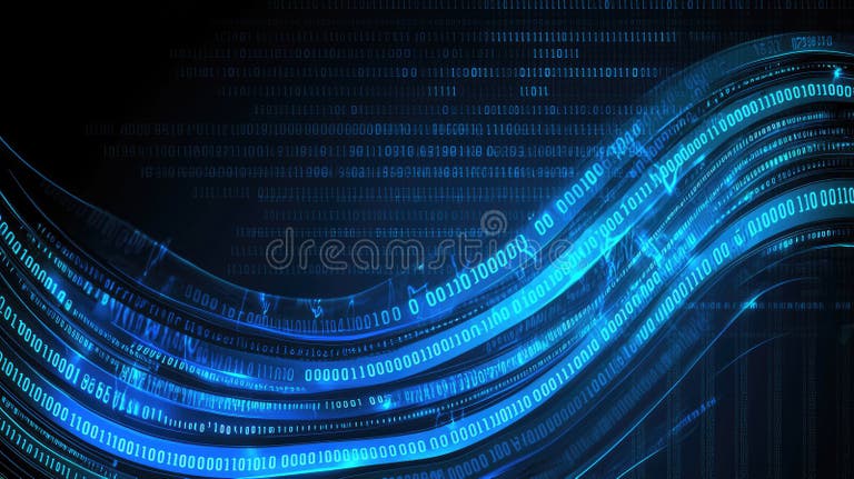 Abstract Binary Code Stream with Futuristic Digital Flow, Data Transfer and Cybersecurity ...