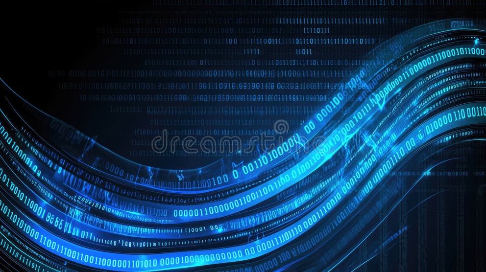 Abstract Binary Code Stream with Futuristic Digital Flow, Data Transfer and Cybersecurity ...