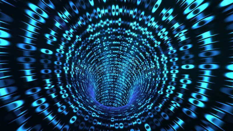 Binary Code Tunnel - Blue 3D Rendering Stock Illustration ...