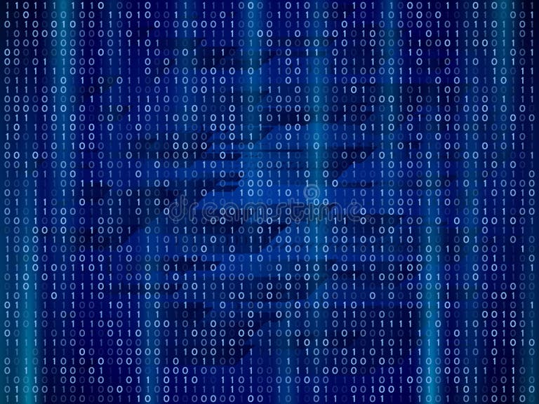 Abstract Binary Computer Code. Digital Numbers on a Blue Background ...