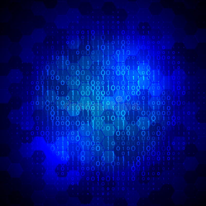 Abstract Binary Computer Code Digital Numbers On A Blue Background Stock Vector Illustration