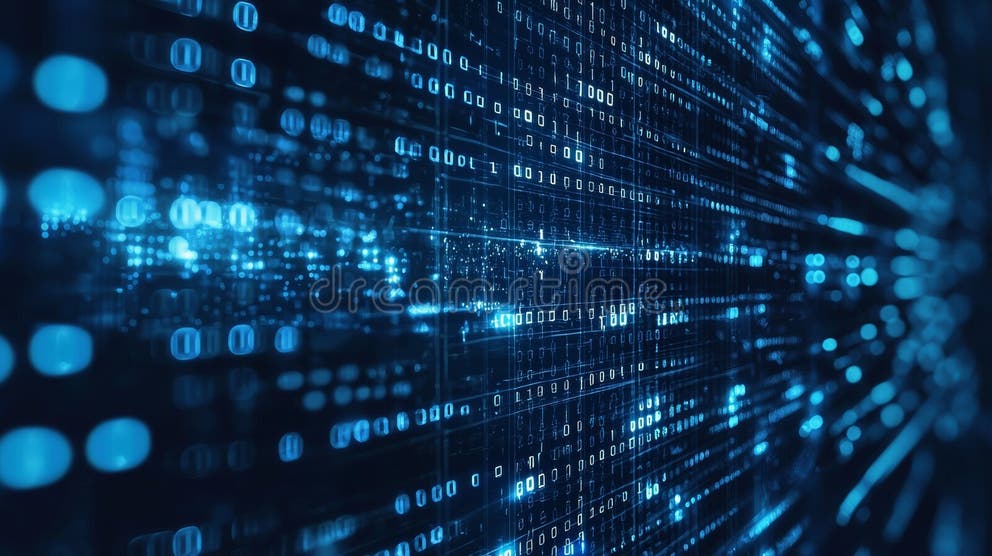 Abstract Binary Data Pattern with Glowing Blue Numbers Stock Photo - Image of virtual, computing ...