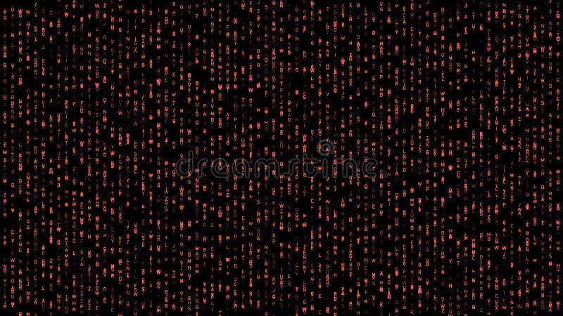 Abstract Binary Matrix Falling Alphabet Red Stock Illustration ...