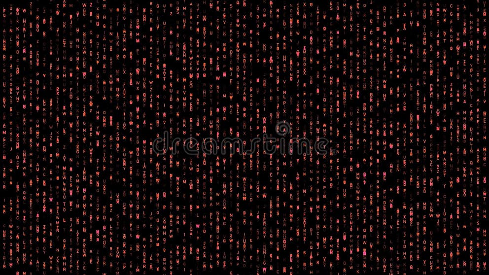 Abstract Binary Matrix Falling Alphabet Red Stock Illustration ...