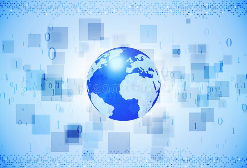 Abstract Binary Code World Map Stock Illustration - Illustration of ...