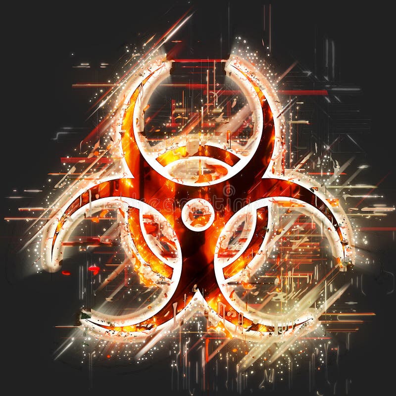 Abstract Biohazard Symbol Dark Red Background Stock Vector ...