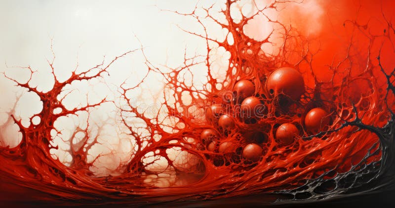 Abstract Biological Network with Red Spheres: Striking Design for ...