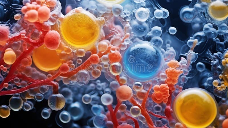 Abstract Biology. Microscopy of Colorful Organic Structures ...