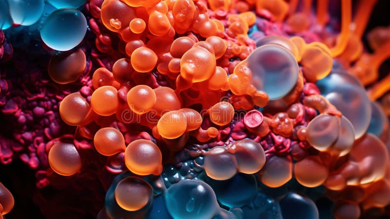 Abstract Biology. Microscopy of Colorful Organic Structures ...