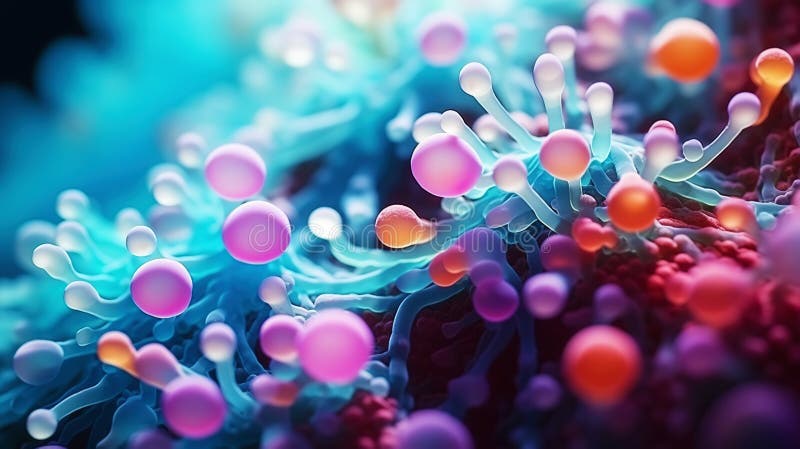 Abstract Biology. Microscopy of Colorful Organic Structures ...