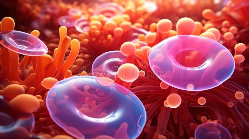 Abstract Biology. Microscopy of Colorful Organic Structures ...