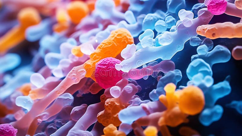 Abstract Biology. Microscopy of Colorful Organic Structures ...