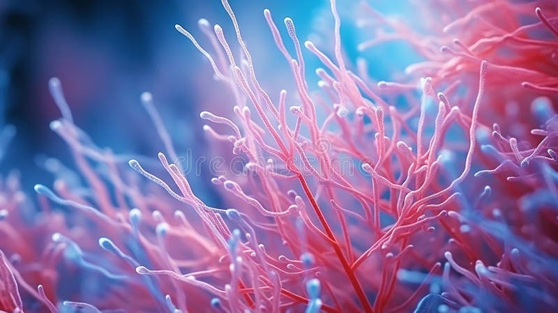 Abstract Biology. Microscopy of Colorful Organic Structures ...