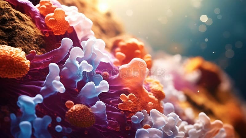 Abstract Biology. Microscopy of Colorful Organic Structures ...