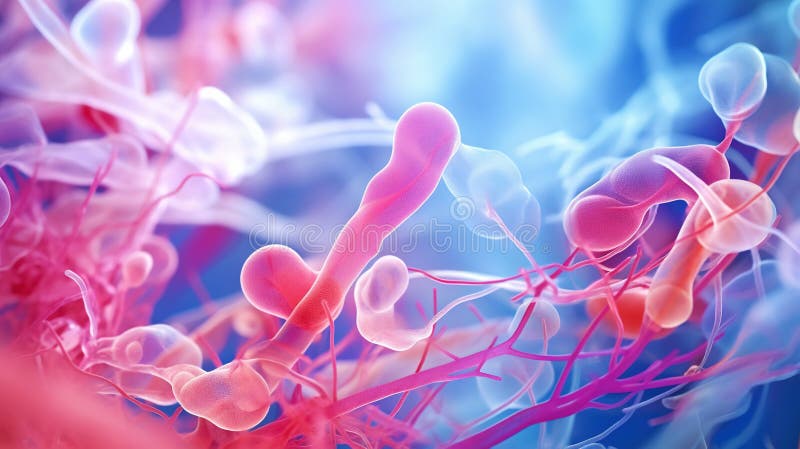 Abstract Biology. Microscopy of Colorful Organic Structures ...