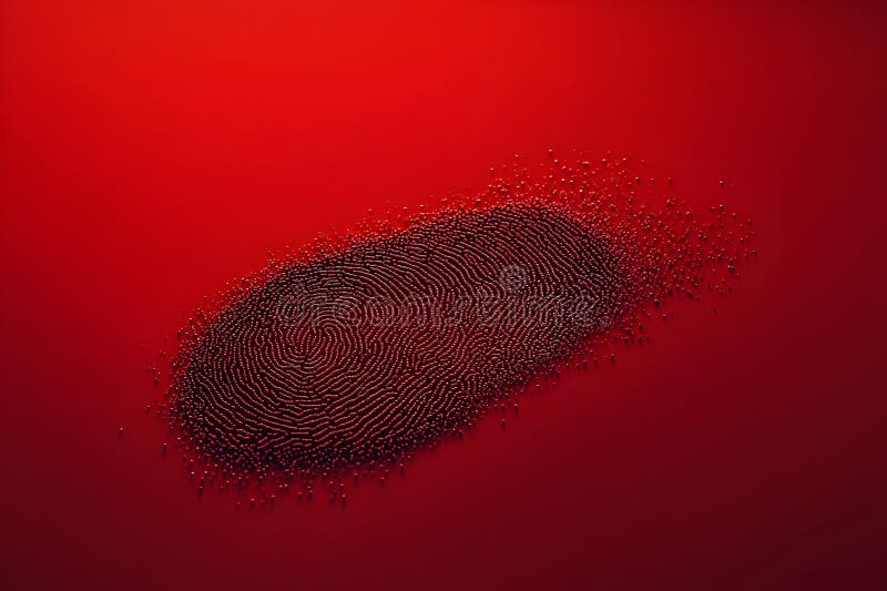 Abstract Biometric Fingerprint Design in Red and Orange Digital Dots ...