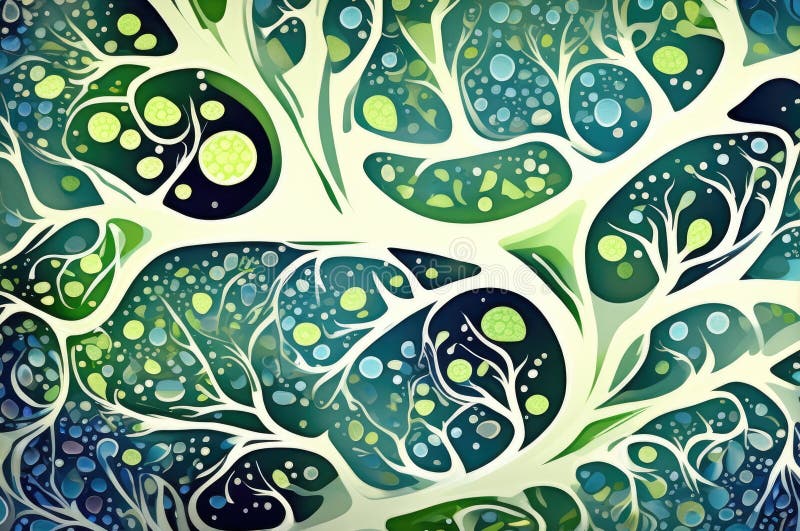 Abstract Biomimetic Pattern with Green Spherical Structures Stock Image ...