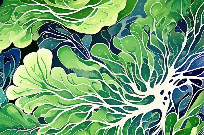 Abstract Biomorphic Green and Blue Nature-Inspired Stock Image - Image ...