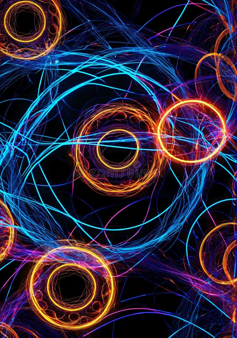 Glowing Circles Overlapping Fluorescent Cultures Stock Illustrations ...