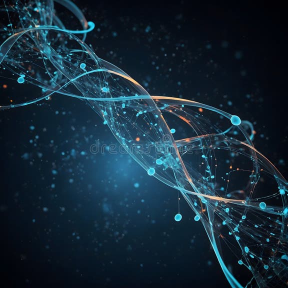 Abstract Biotechnology Background with Glowing Molecules, Data Streams ...