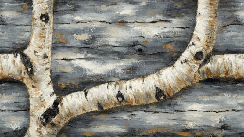 Abstract Birch Tree Bark Painting on Wood Stock Illustration ...