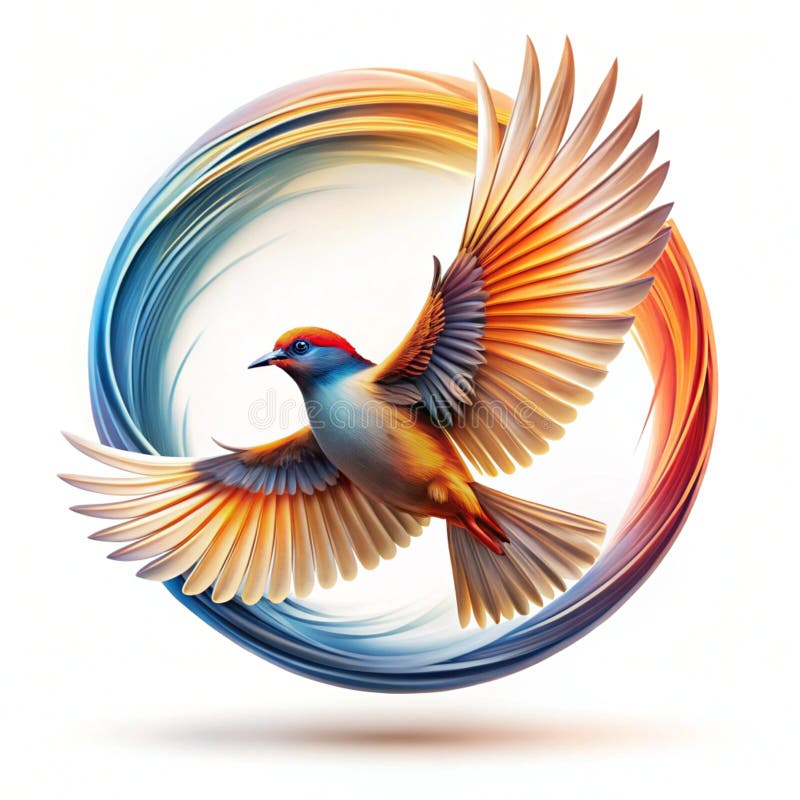 Abstract Bird in Circular Motion Stock Illustration - Illustration of ...