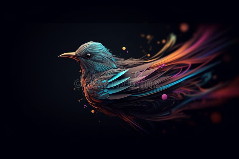 Abstract Bird on a Dark Background. 3d Bird Generative AI. Stock ...
